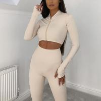 China Loose Fit Women's Tracksuit Long Sleeve Gym Set for Fitness Training Midi Length Sport Outfit for sale