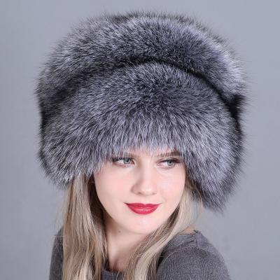 China JOINT Full Fur Women's Mink Fur Hat Thick Warm Thick Fur Hat With Fox Trail for sale