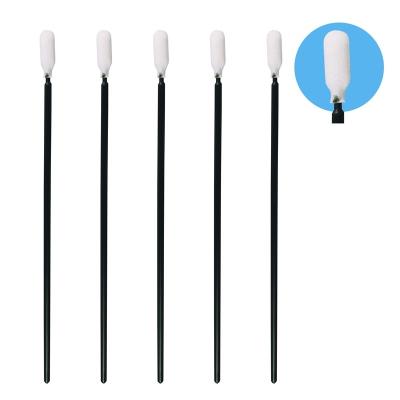 China Lint Free Cleanroom Open Cell Sponge Q Tips Long Black Handle 6.5