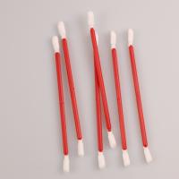 China Lint Free 2 Layers Red PP Stick Cleanroom Polyester Swabs With Double Heads for sale