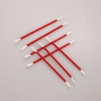 China Lint Free 2 Layers Red PP Stick Cleanroom Polyester Swabs With Double Heads for sale