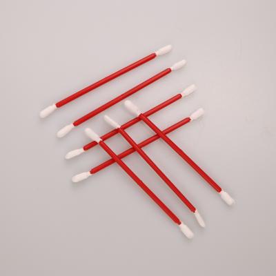 China Lint Free 2 Layers Red PP Stick Cleanroom Polyester Swabs With Double Heads for sale