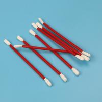 China Lint Free Solvent Resistant Dacron Polyester Tipped Cleanroom Swab With Red Handle for sale
