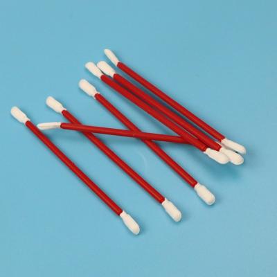 China Lint Free Solvent Resistant Dacron Polyester Tipped Cleanroom Swab With Red Handle for sale