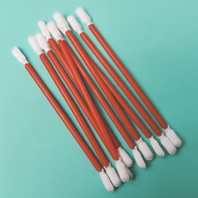 China Dust Free Red PP Stick Double Ended Microfiber Cleanroom Swab For Factory Cleaning for sale