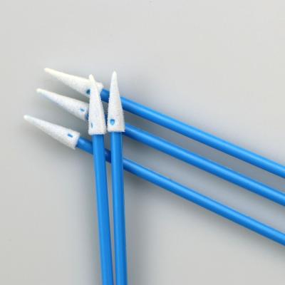 China Pointy Sharp Sponge Head 76mm Foam Swabs Blue Handle For Precision Cleaning for sale