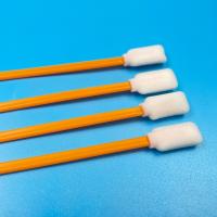 China Durable Handle Foam Swabs 50pcs 125mm Lint Free Orange / Black Handle Sponge Head For Sensitive Surface Cleaning for sale
