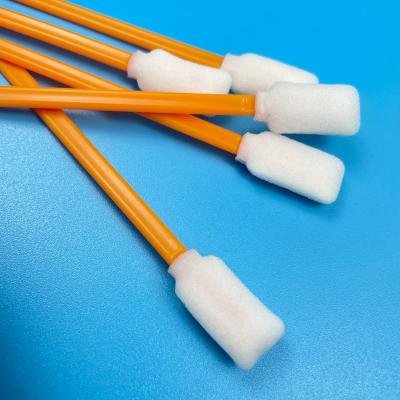 China Orange Color Foam Tip Swabs Rectangle Head Solid PP Handle Lint Free Swab for sale