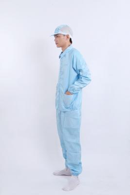 China Anti-Static Notched Collar Separates Top Pants Cleanroom Approved For Controlled Environments In White / Blue / Pink / Black for sale