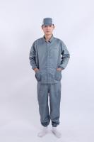 China Anti-Static Notched Collar Separates Top Pants Cleanroom Approved For Controlled Environments In White / Blue / Pink / Black for sale