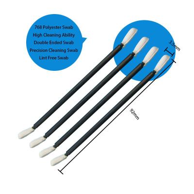 China 768 Lint Free Double Ended Twisted Head Polyester Swab Black Handle Cleanroom Detailing Swab for Precision Cleaning for sale