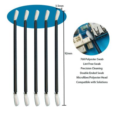 China 768 Lint Free Black Handle Twisted Head Polyester Swab Precision Cleaning Detailing Swab for Cleanroom for sale