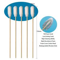 China 720 Biodegradable Wooden Stick Foam Cover Cotton Cleanroom Swab Foam Swab Applicator with Wooden Stick for sale