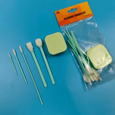 China Portable Green Handle Micro Sponge Detailing Swab Kit Precision Cleaning Swab Kit Car Cleaning Kit for sale