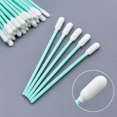 China 6mm Round Foam Tip Cleaning Swab With Sturdy Green Handle Lint Free Precision Cleaning Applicator Length 100mm for sale