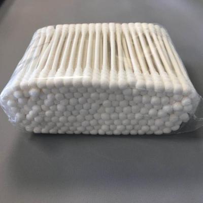 China Paper Handle White Cotton Bud Swab Round Head For Cosmetic Cleaning for sale
