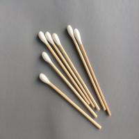 China Disposable Non Sterile Long Wooden Cotton Swabs 100 Pcs / Bag For Hospital for sale