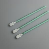 China Cleanroom Paddle Head Green Rigid Handle Polyester Swabs With 102mm Length for sale