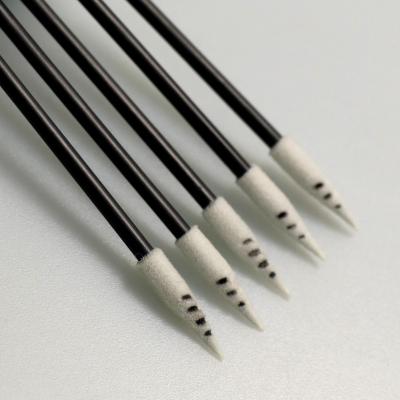 China Spiral Point Head Disposable Foam Cleaning Swabs With Black Handle 67mm Length for sale