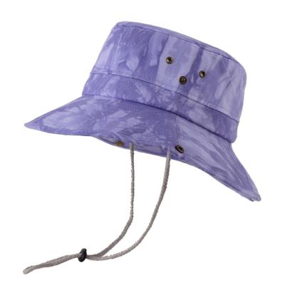 China Summer Women'S Big Brim Tie-Dye Bucket Hat For sun protection for sale