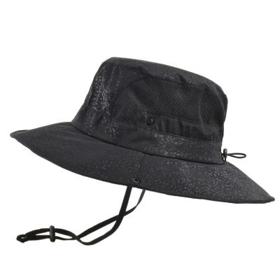 China Summer Men'S Outdoor Leisure Big Brim Two Styles Fisherman Hat With Windproof Rope for sale