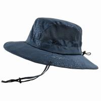 China Summer Men'S Outdoor Leisure Big Brim Two Styles Fisherman Hat With Windproof Rope for sale