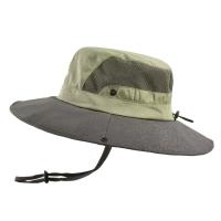 China Summer Men'S Outdoor Leisure Big Brim Two Styles Fisherman Hat With Windproof Rope for sale