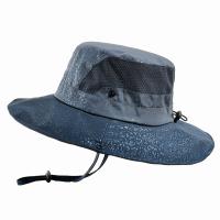 China Summer Men'S Outdoor Leisure Big Brim Two Styles Fisherman Hat With Windproof Rope for sale