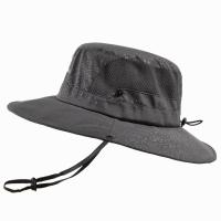 China Summer Men'S Outdoor Leisure Big Brim Two Styles Fisherman Hat With Windproof Rope for sale