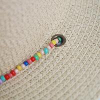 China New Fashion Rice Bead Necklace Flat Top Foldable Straw Hat For Women for sale