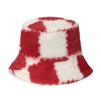 China Trendy Multi-Color Warm Plush Checkerboard Bucket Hat For Female for sale