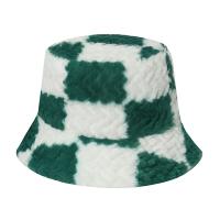 China Trendy Multi-Color Warm Plush Checkerboard Bucket Hat For Female for sale