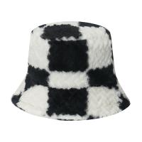 China Trendy Multi-Color Warm Plush Checkerboard Bucket Hat For Female for sale