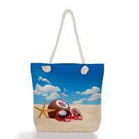 China Beach Shell Pineapple Print Thick Rope Large Capacity Beach Bag For Outside for sale