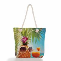 China Beach Shell Pineapple Print Thick Rope Large Capacity Beach Bag For Outside for sale