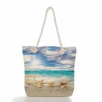 China Beach Shell Pineapple Print Thick Rope Large Capacity Beach Bag For Outside for sale