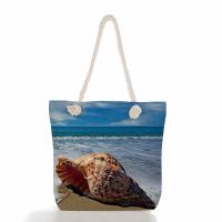China Beach Shell Pineapple Print Thick Rope Large Capacity Beach Bag For Outside for sale