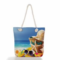 China Beach Shell Pineapple Print Thick Rope Large Capacity Beach Bag For Outside for sale