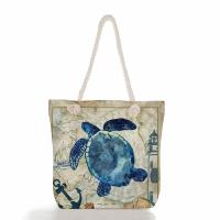 China Octopus Turtle Print Thick Rope Vintage Beach Bag large capacity For Women for sale