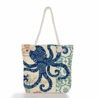 China Octopus Turtle Print Thick Rope Vintage Beach Bag large capacity For Women for sale