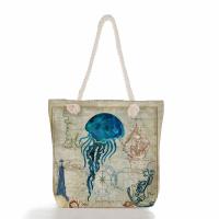 China Octopus Turtle Print Thick Rope Vintage Beach Bag large capacity For Women for sale