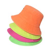 China Retro Simple Breathable Fluorescent Cotton Bucket Hat For Women for sale