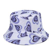 China Summer Heart Print Double-Sided Sunscreen Fisherman Hat For Women for sale