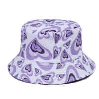 China Summer Heart Print Double-Sided Sunscreen Fisherman Hat For Women for sale