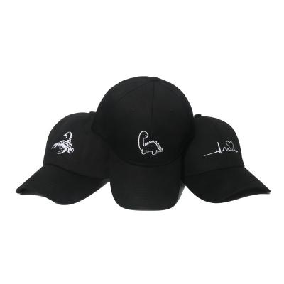 China Solid Color Fashion Cute Scorpion Dinosaur Embroidery Baseball Cap for people for sale
