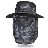 China Sun protection hat Men's fishing hat camouflage visor visor face cover summer outdoor fisherman hat sun hat for sale