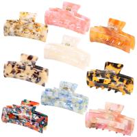 China Acrylic Square Hair Claw  Black And White Check And Leopard Print Hair Clip For Women for sale