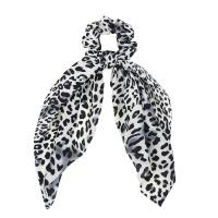 China Ribbon Scrunchies Leopard pattern fabric hair tie for sale
