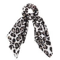 China Ribbon Scrunchies Leopard pattern fabric hair tie for sale