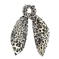 China Ribbon Scrunchies Leopard pattern fabric hair tie for sale